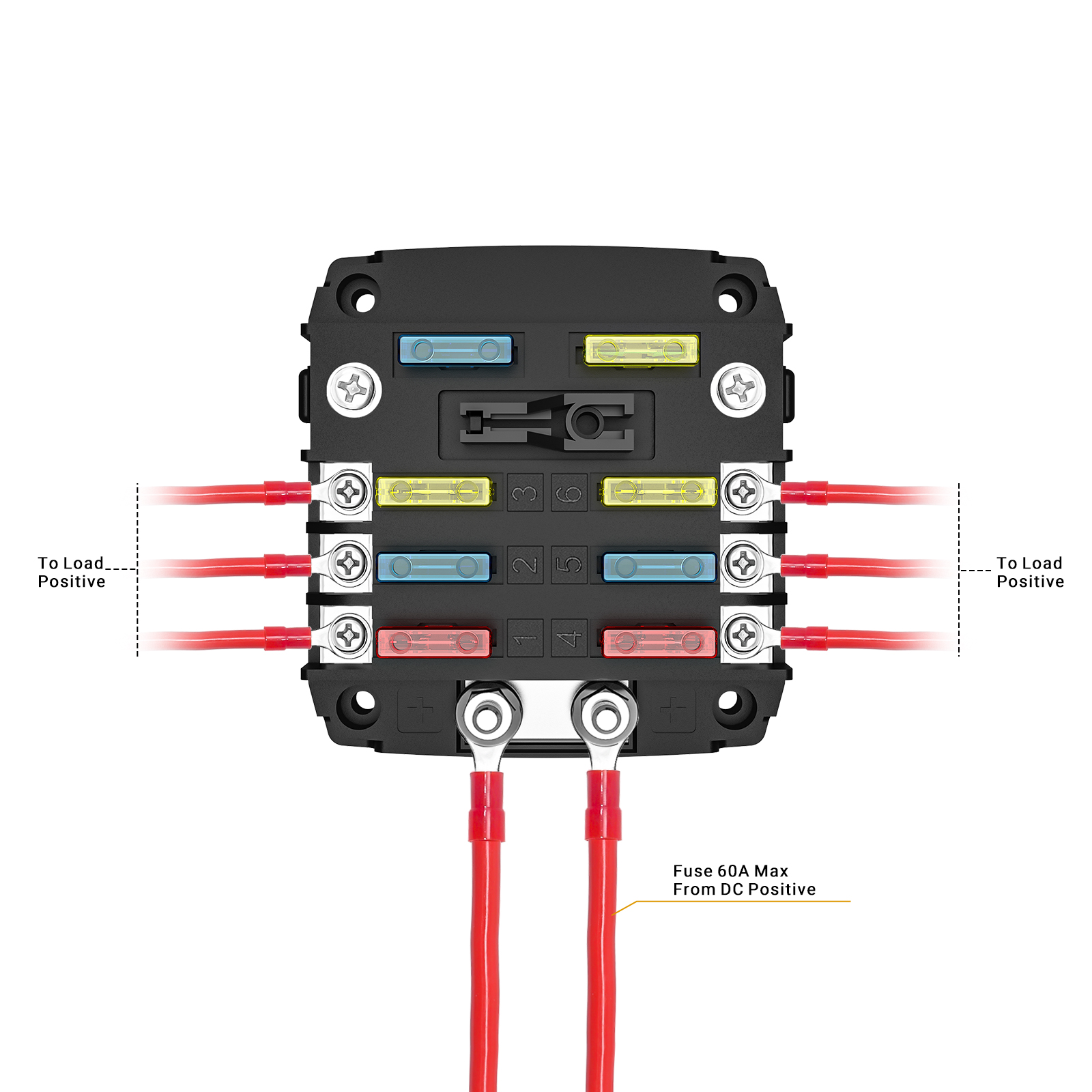 AF6 6-Way ATC/ATO Fuse Block, 6-Circuit Power Block for Car RV Truck ...