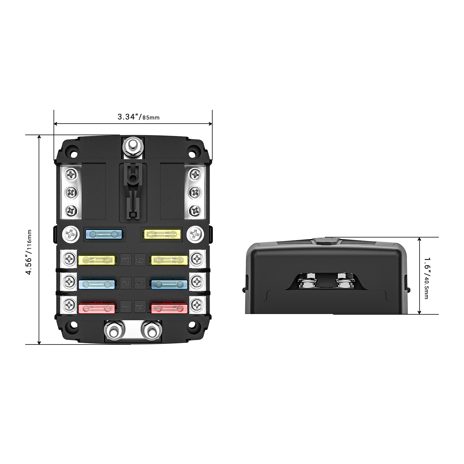 AFG6 6-Way ATC/ATO Fuse Block with Negative Busbar, 6-Circuit Power ...