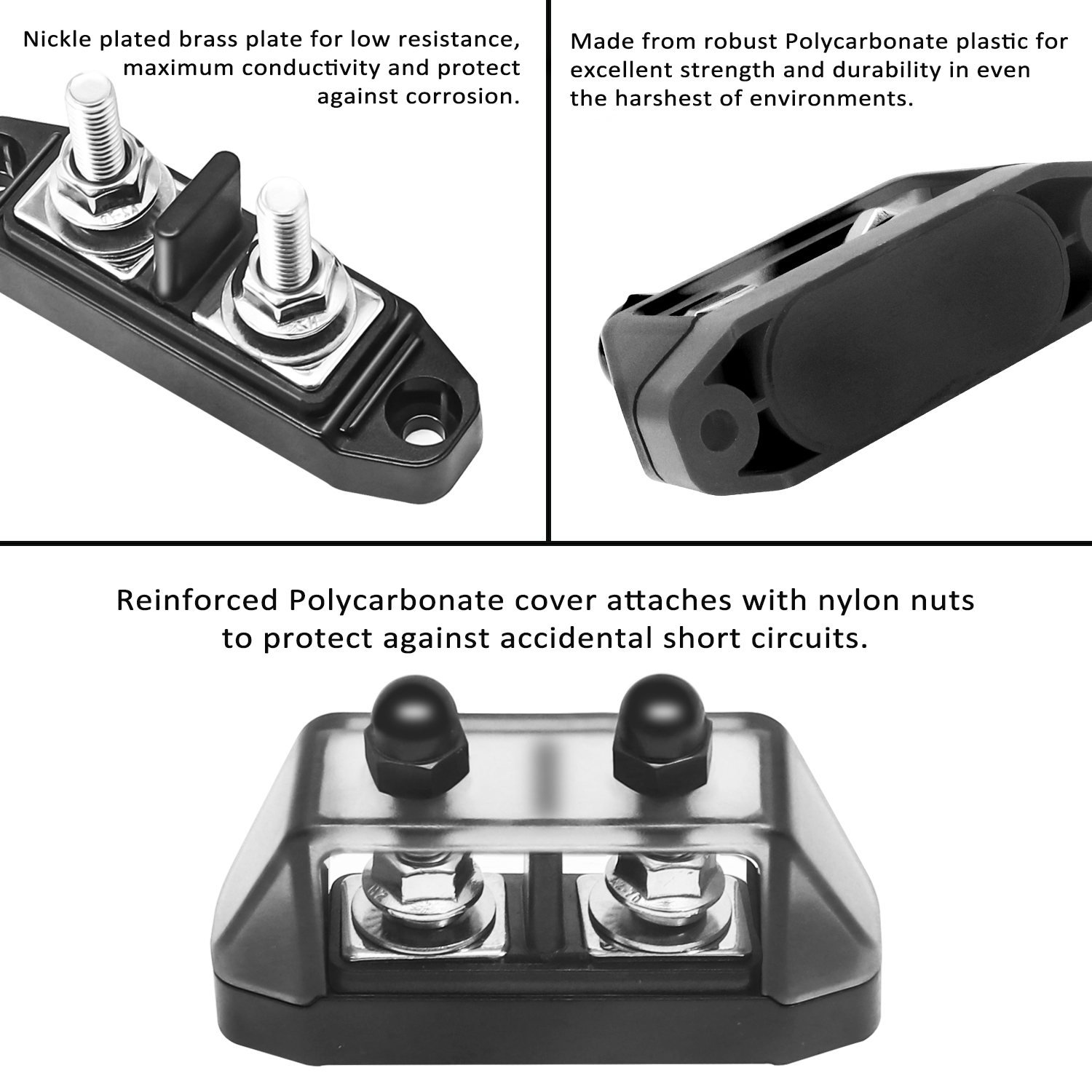 S2PG-14 Insulated 2 Position Power & Ground Busbar 2 x M5 Studs ...