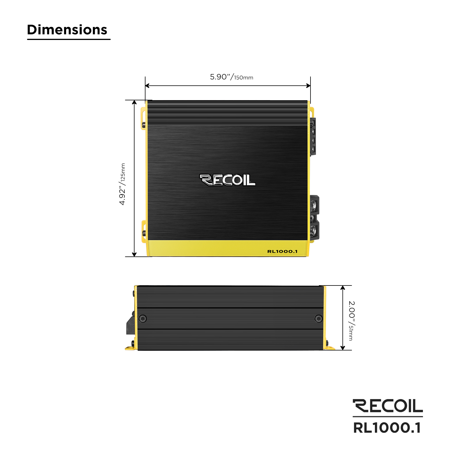RL1000.1 1000 WATSS CLASS-D MONO AMPLIFIER - Recoil Audio USA
